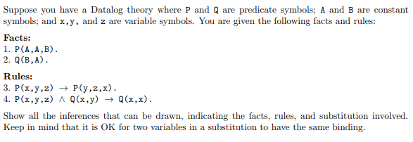 Suppose you have a Datalog theory where P and Q are | Chegg.com