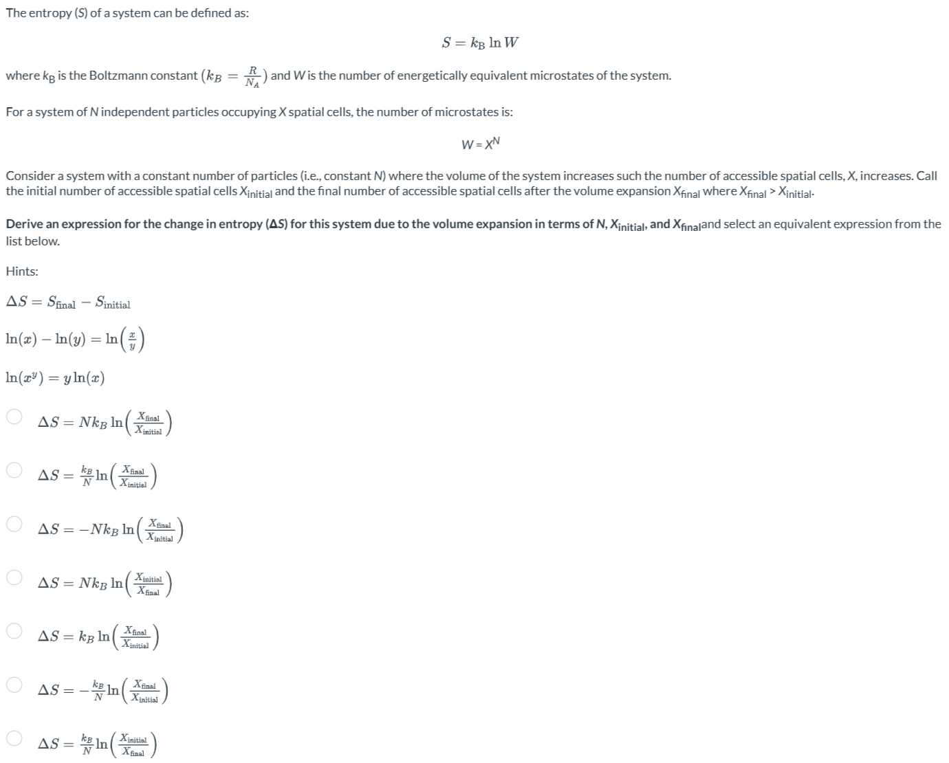 Solved The entropy (S) ﻿of a system can be defined | Chegg.com