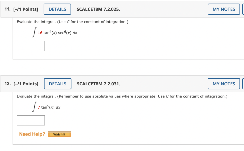 Solved Evaluate the integral. (Use C for the constant of | Chegg.com