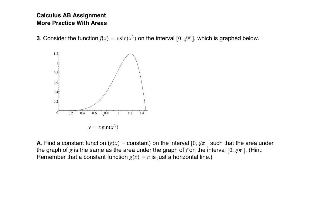 Solved Calculus AB Assignment More Practice With Areas 3. | Chegg.com