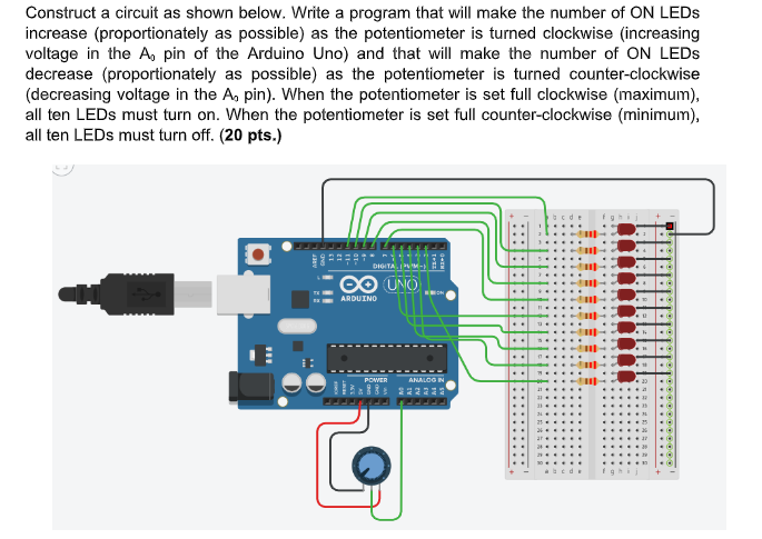 Construct a circuit as shown below. Write a program | Chegg.com
