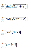 Solved dxd[sin(2x3+e)]dxd[cos(2π3+e)]dxd[tan2(3πx)]dxd[esec( | Chegg.com
