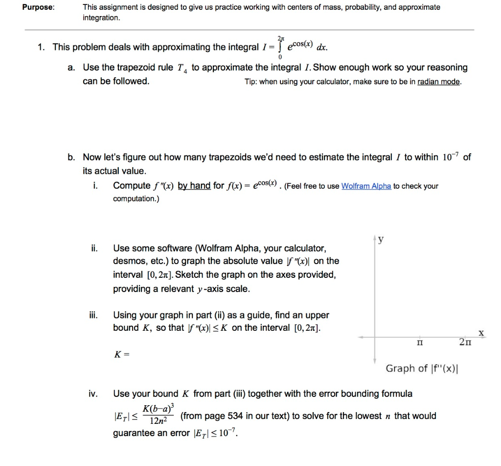 Solved This problem deals with approximating the | Chegg.com