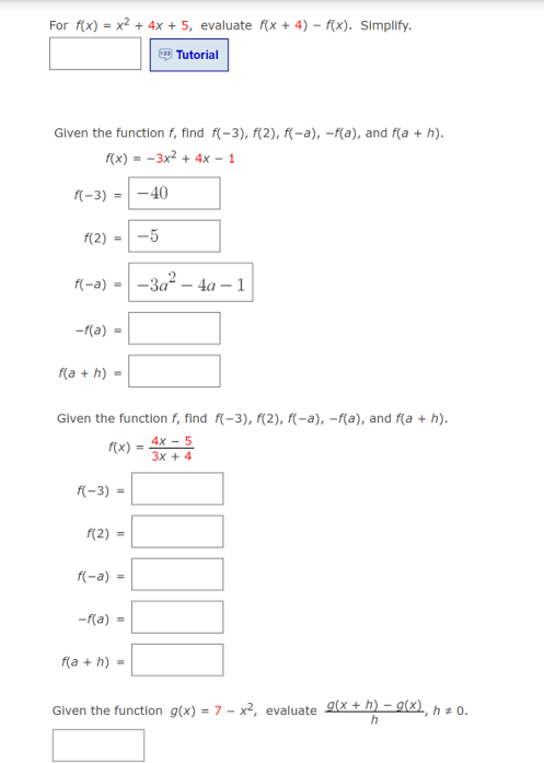 Solved For f(x)=x2+4x+5, evaluate f(x+4)−f(x). Simplify. | Chegg.com