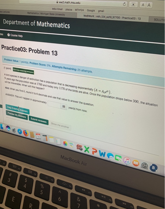 Solved ww2.math.msu.edu SOLUTI MSU Email piazza MTH124 | Chegg.com