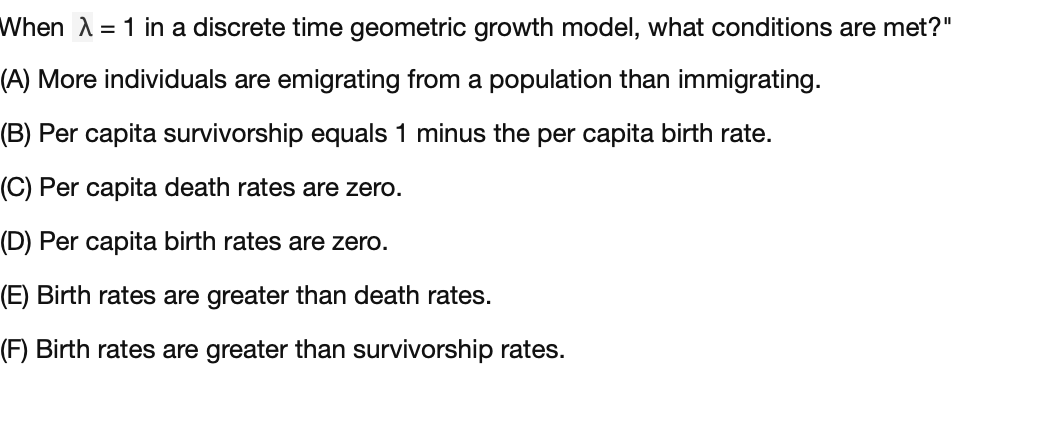 Solved When 1 = 1 in a discrete time geometric growth model, | Chegg.com