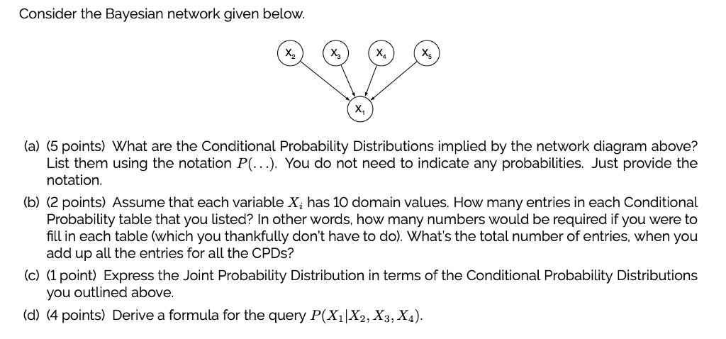 Solved Consider the Bayesian network given below. X, (a) (5 | Chegg.com