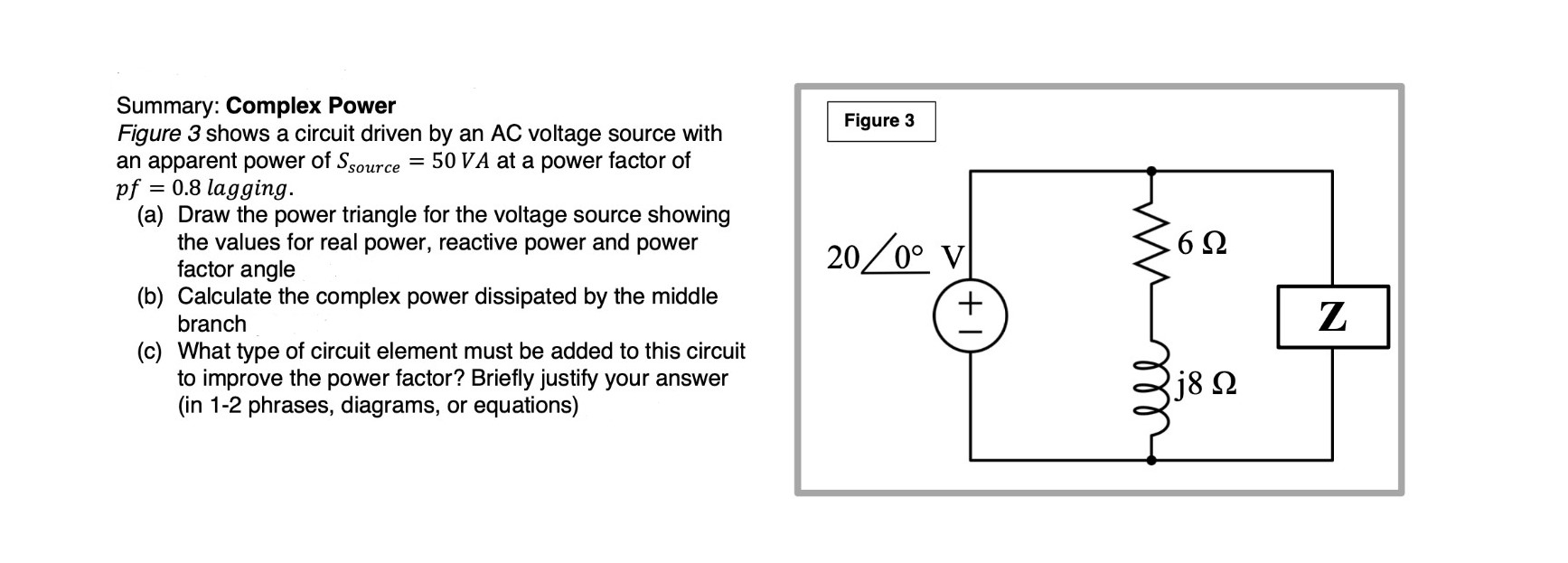 Solved Figure 3 Summary: Complex Power Figure 3 shows a | Chegg.com