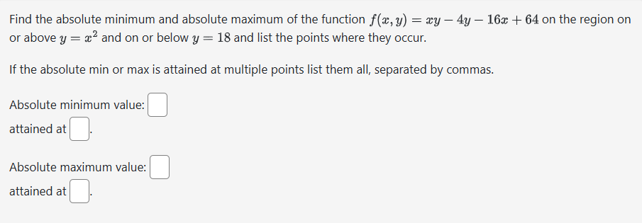 Solved Find the absolute minimum and absolute maximum of the | Chegg.com