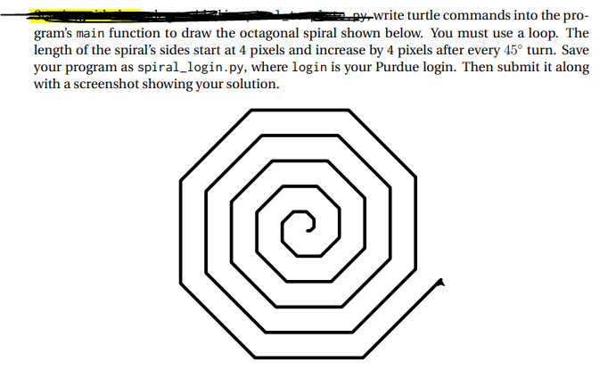 Solved gram's main function to draw the octagonal spiral | Chegg.com