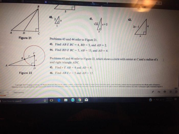 Solved Find AB if BC = 4, BD = 5, and AD = 2. Find BD if BC | Chegg.com