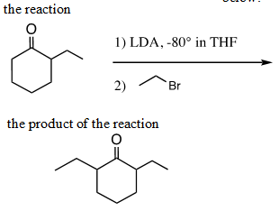 Solved the reaction 1) LDA, -80° in THF 2) Br the product of | Chegg.com