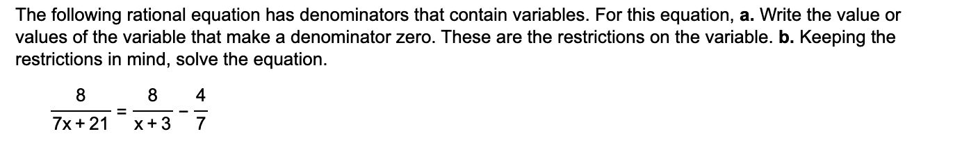 Solved The following rational equation has denominators that | Chegg.com