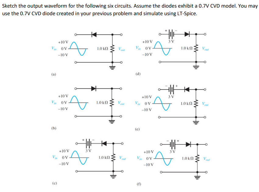 Solved Sketch the output waveform for the following six | Chegg.com