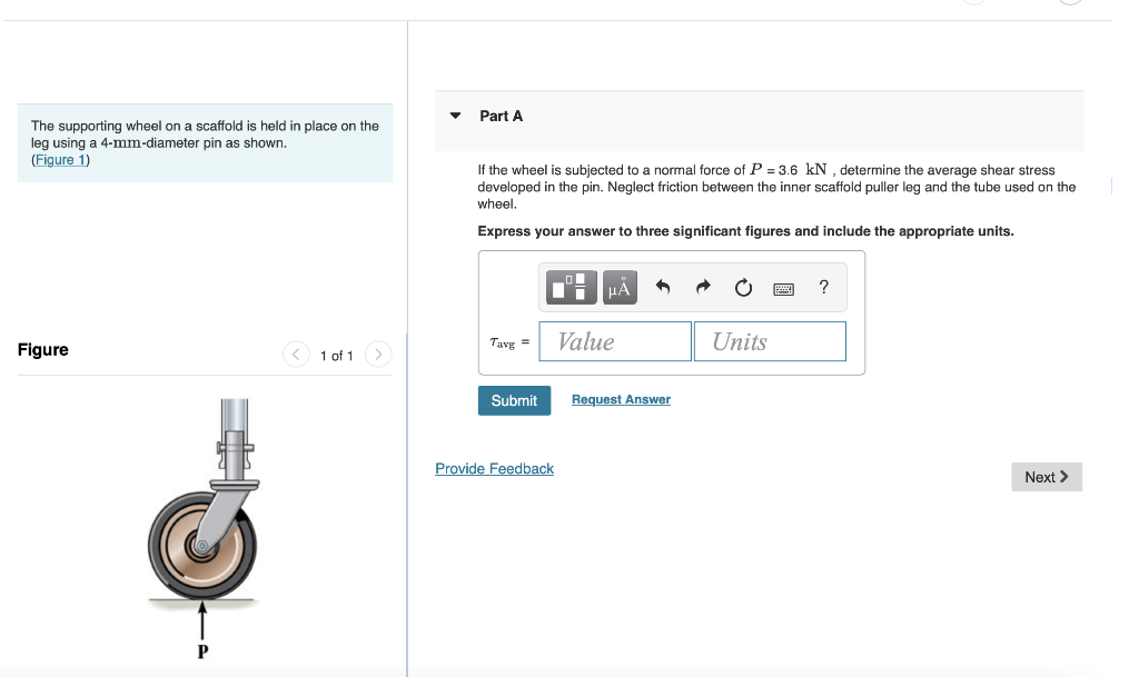 Solved The supporting wheel on a scaffold is held in place | Chegg.com