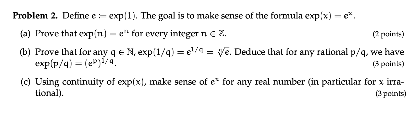 Solved Problem 2. Define e = exp(1). The goal is to make | Chegg.com
