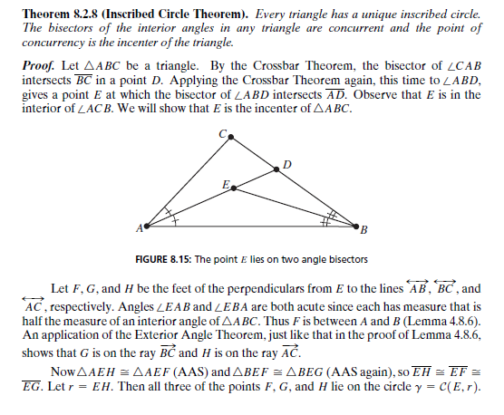 Solved Theorem 8.2.8 (Inscribed Circle Theorem). Every | Chegg.com