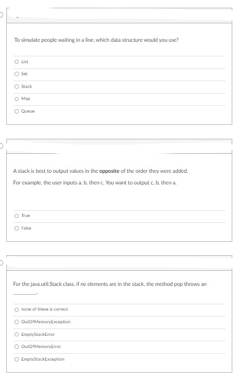 Solved To simulate people waiting in a line, which data | Chegg.com