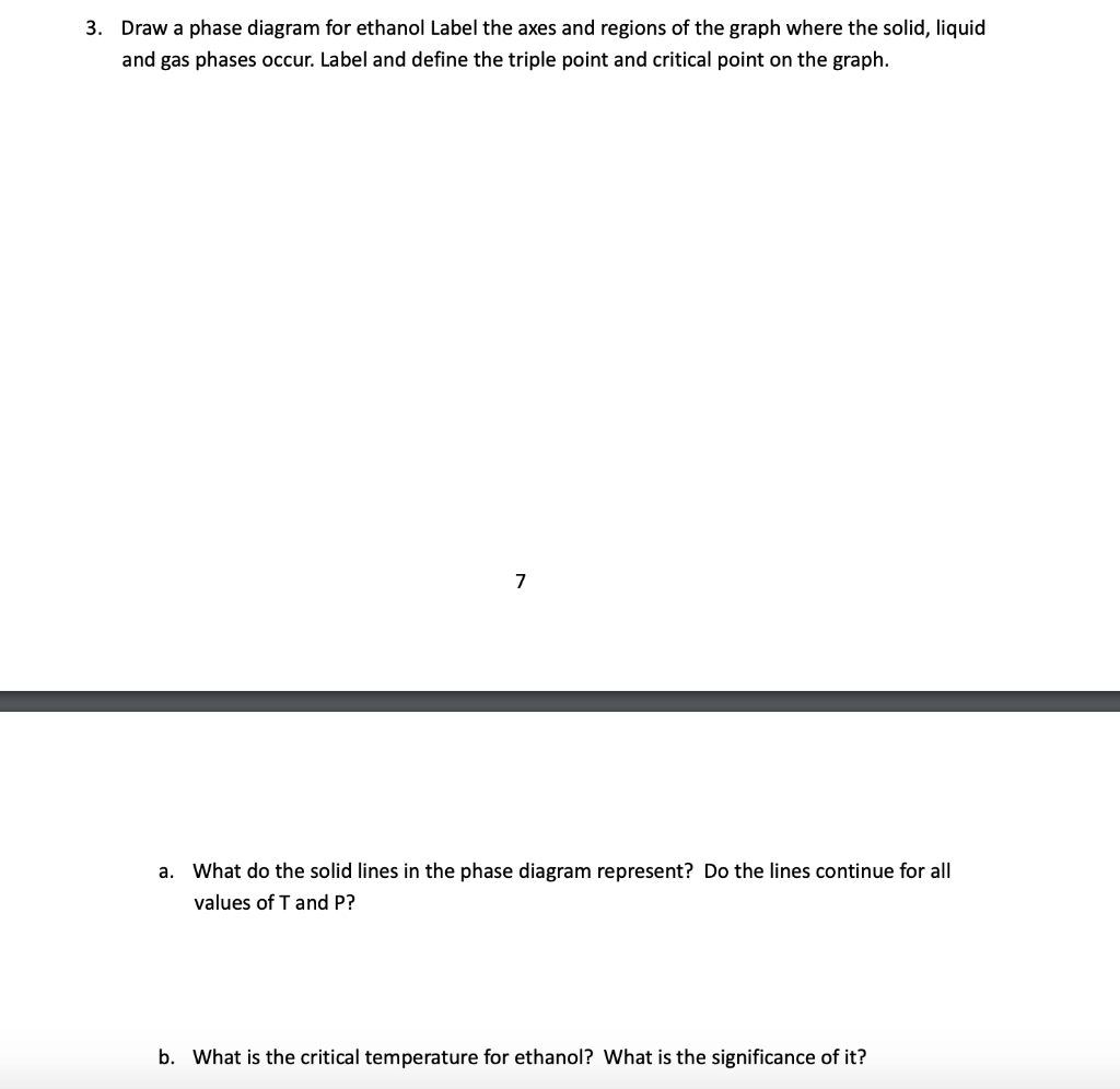 Solved 3. Draw a phase diagram for ethanol Label the axes | Chegg.com