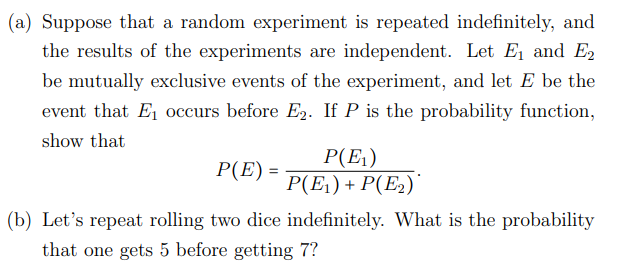 Solved (a) Suppose that a random experiment is repeated | Chegg.com