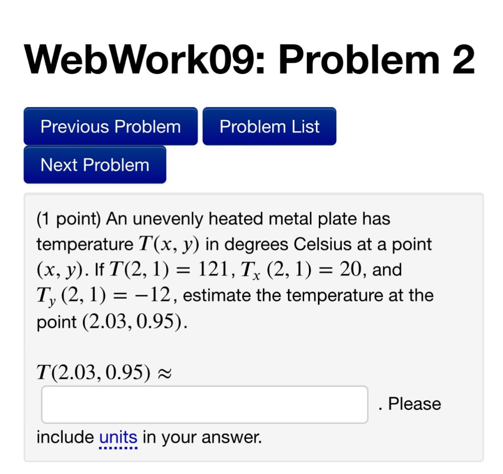 Solved (1 point) An unevenly heated metal plate has | Chegg.com