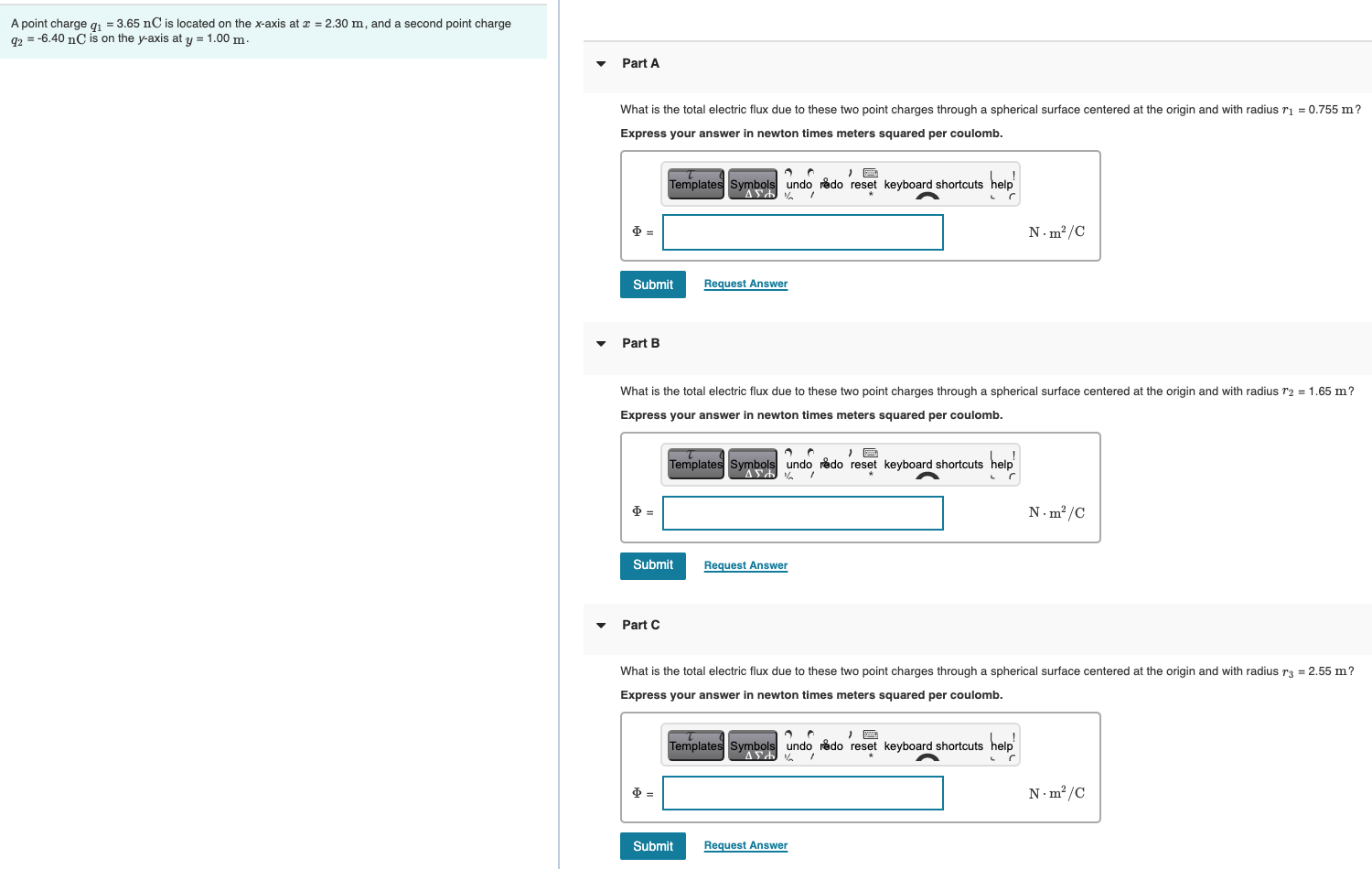 Solved A point charge q1 = 3.65 nC is located on the x-axis | Chegg.com