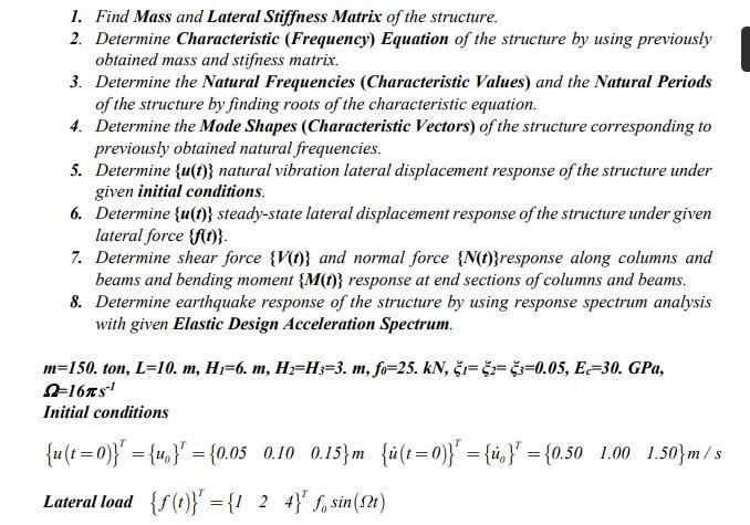 1. Find Mass and Lateral Stiffness Matrix of the | Chegg.com