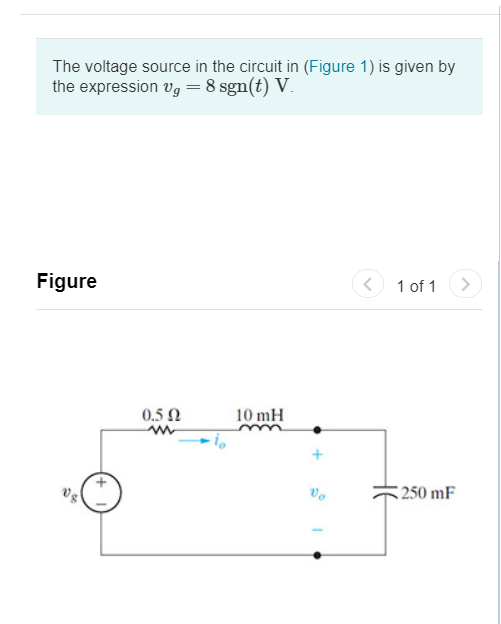 Solved The voltage source in the circuit in (Figure 1) is | Chegg.com