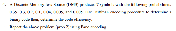 Solved 4 A Discrete Memory Less Source Dms Produces 7 