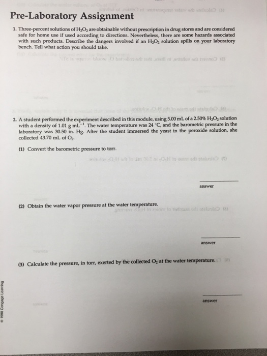 Solved Pre-Laboratory Assignment 1. Three-percent solutions | Chegg.com