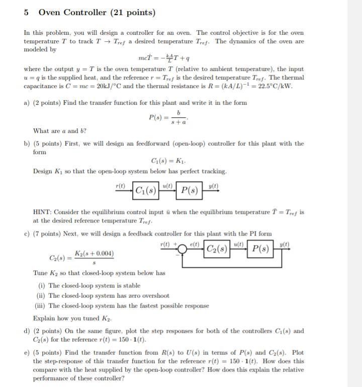 5 Oven Controller (21 points) In this problem. you | Chegg.com