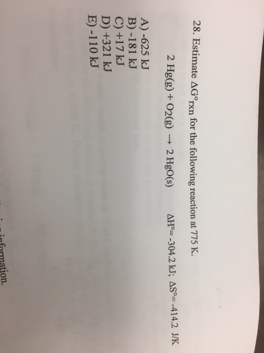 Solved Estimate delta G degree_rxn for the following | Chegg.com