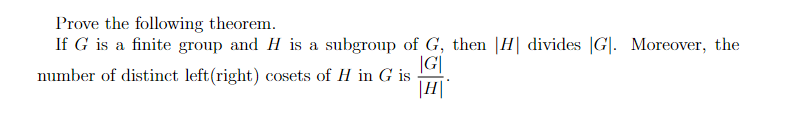 Solved Prove the following theorem. If G is a finite group | Chegg.com