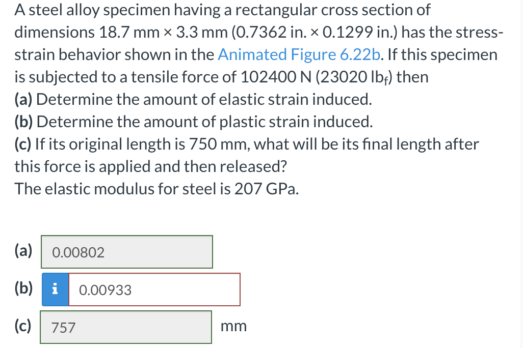 Solved A steel alloy specimen having a rectangular cross | Chegg.com