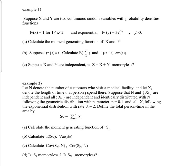 Solved Example 1 Suppose X And Y Are Two Continuous Random