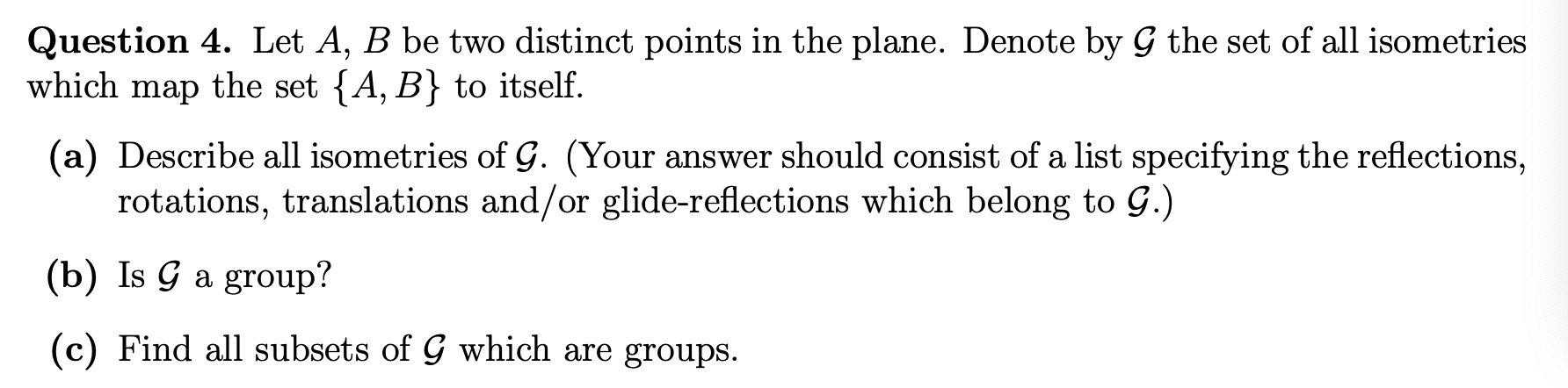 Solved Question 4. Let A,B be two distinct points in the | Chegg.com
