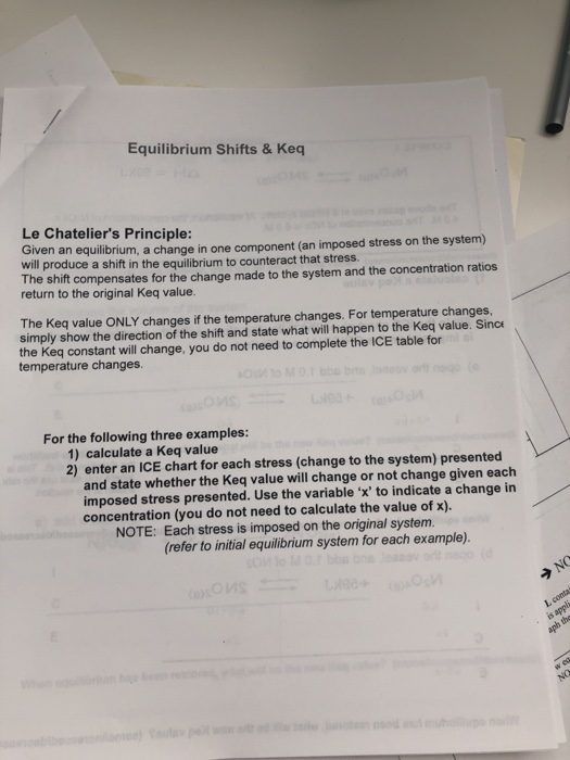 Solved Equilibrium Shifts & Keq Le Chatelier's Principle | Chegg.com