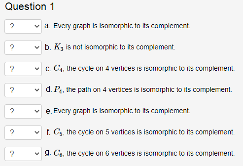 Solved Question 1 ? a. Every graph is isomorphic to its | Chegg.com