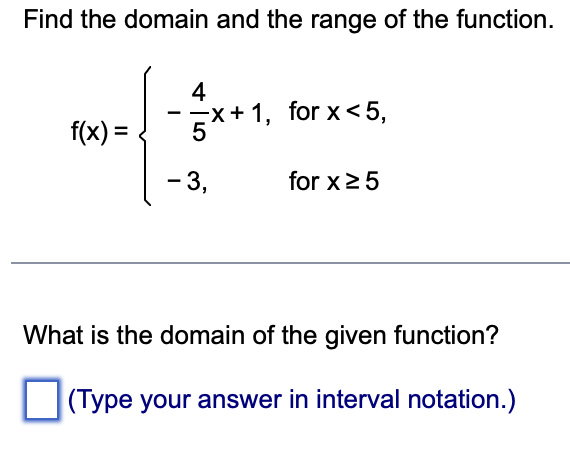 Solved Find the domain and the range of the function. | Chegg.com