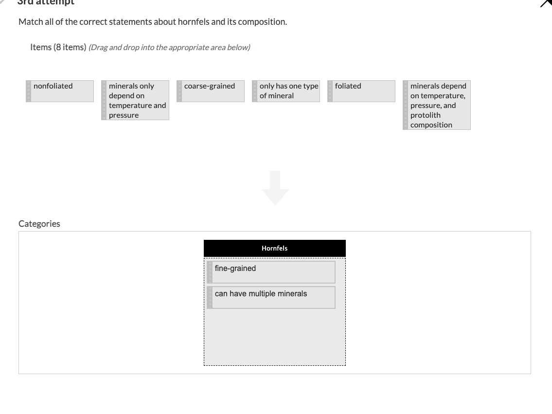 Solved Match all of the correct statements about hornfels | Chegg.com