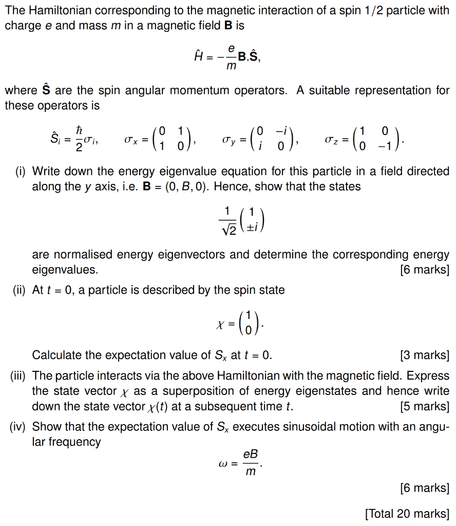 Solved The Hamiltonian corresponding to the magnetic | Chegg.com