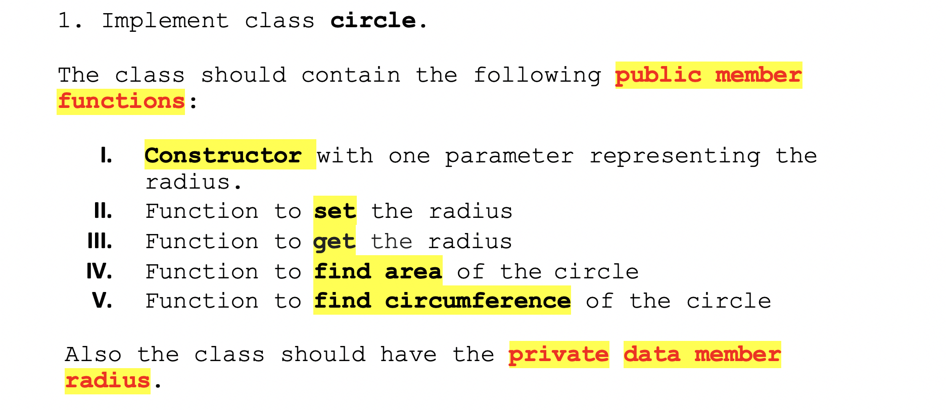 Solved 1 Implement Class Circle The Class Should Contain 9461