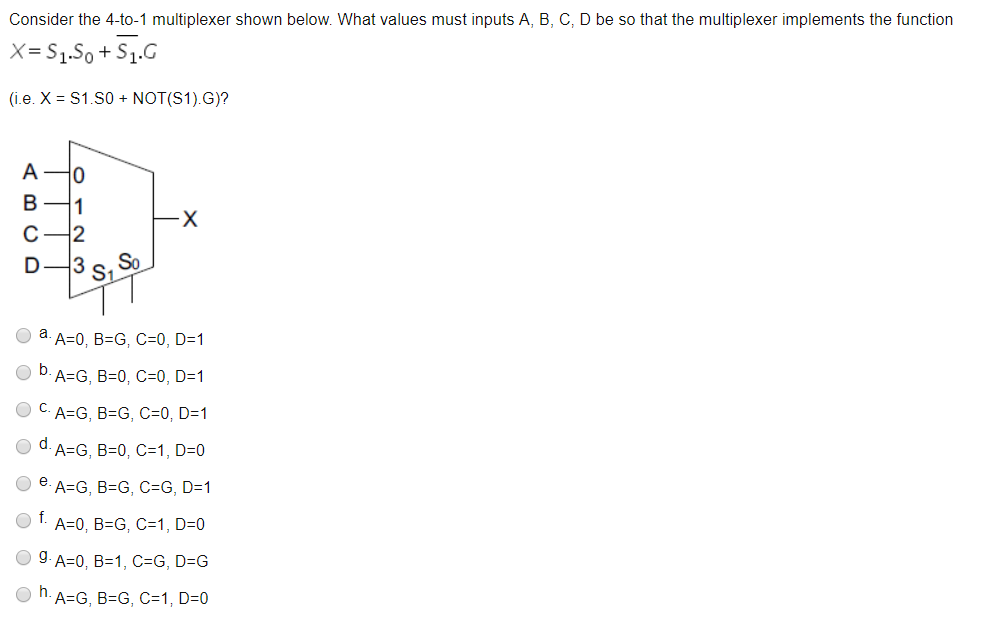 Solved Consider the 4-to-1 multiplexer shown below. What | Chegg.com