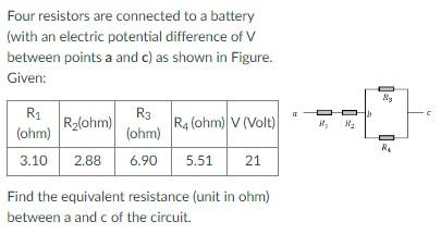 Solved Find the equivalent resistance (unit in ohm) between | Chegg.com