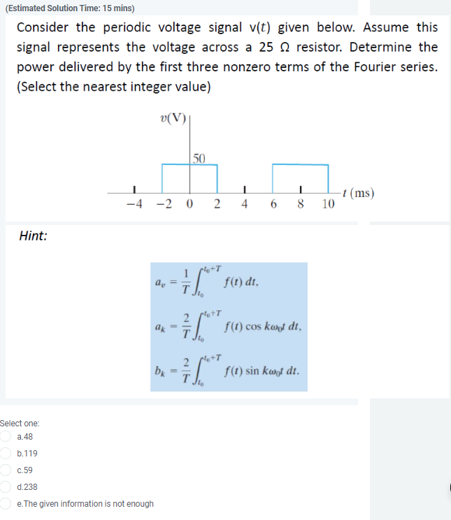 Solved Consider the periodic voltage signal v(t) given | Chegg.com