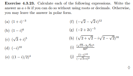 Solved Exercise 4.3.23. Calculate each of the following | Chegg.com