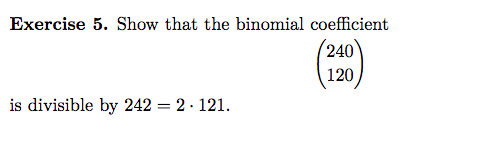 Solved Exercise 5. Show that the binomial coefficient 240 | Chegg.com
