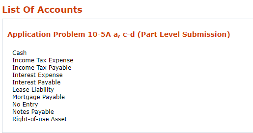 Solved Application Problem 10-5A a, C-d (Part Level | Chegg.com