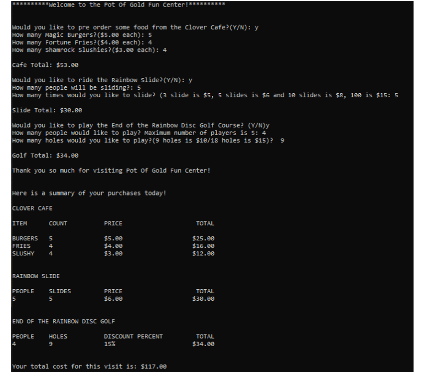 Solved Write a code in C sharp and math for food bought and | Chegg.com