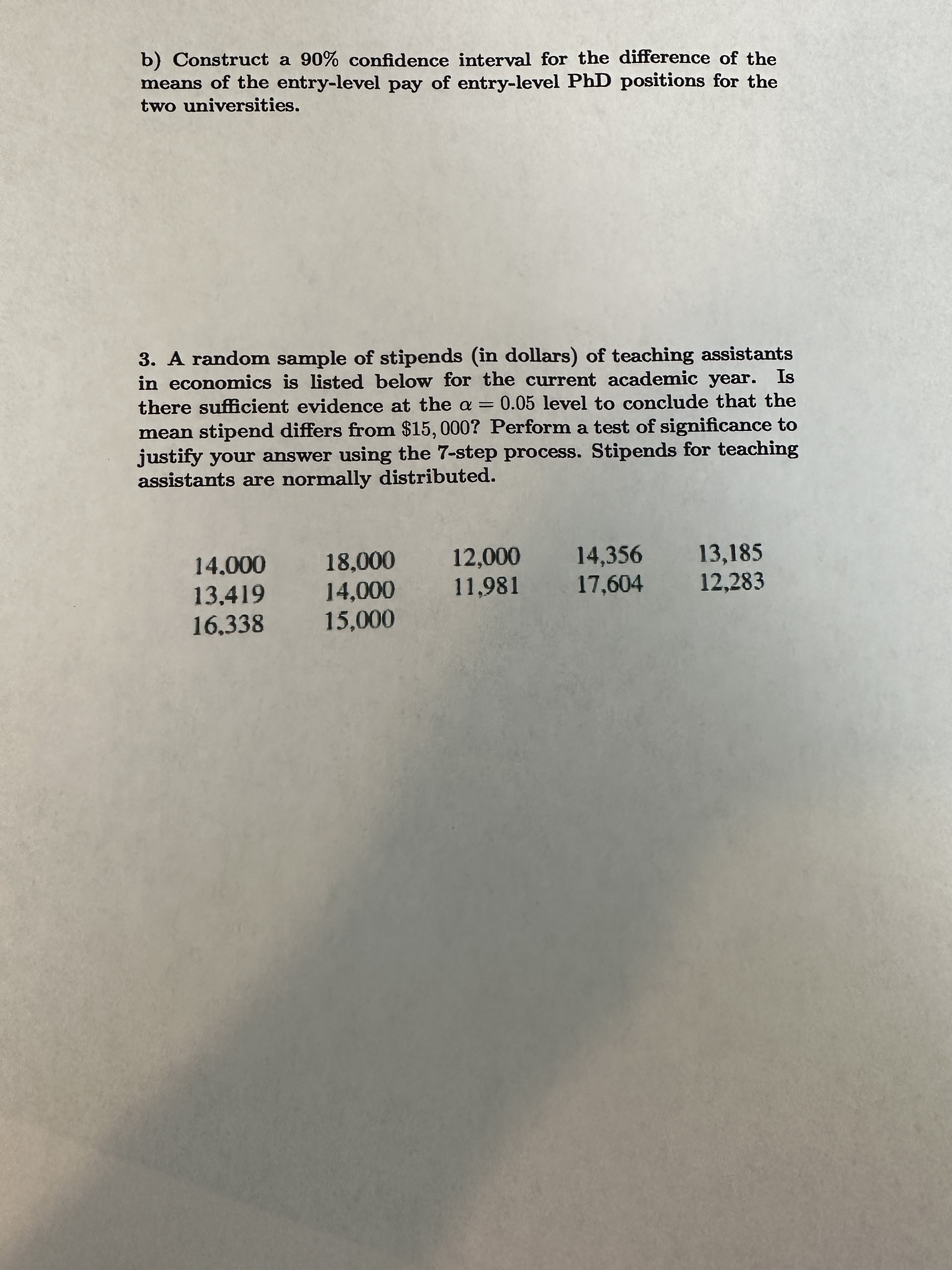 Solved b) Construct a 95% confidence interval for the mean | Chegg.com
